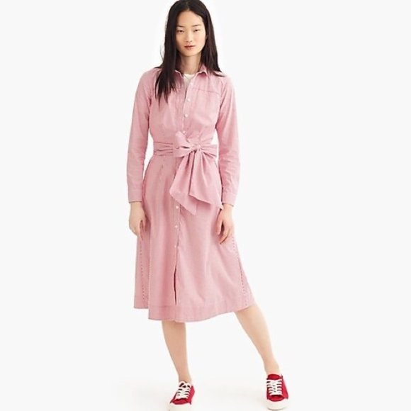 J. Crew | Dresses | J Crew Tie Waist Striped Shirt Dress Nwt | Poshmark